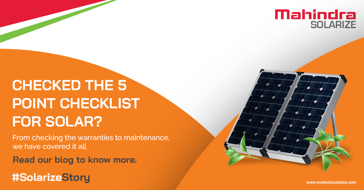 5 point checklist for your rooftop solar system - Mahindra Solarize